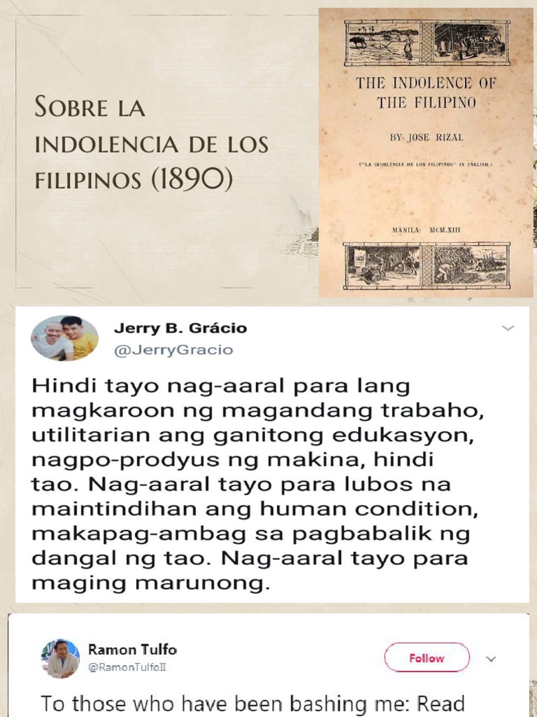 Indolence of The Filipinos | PDF