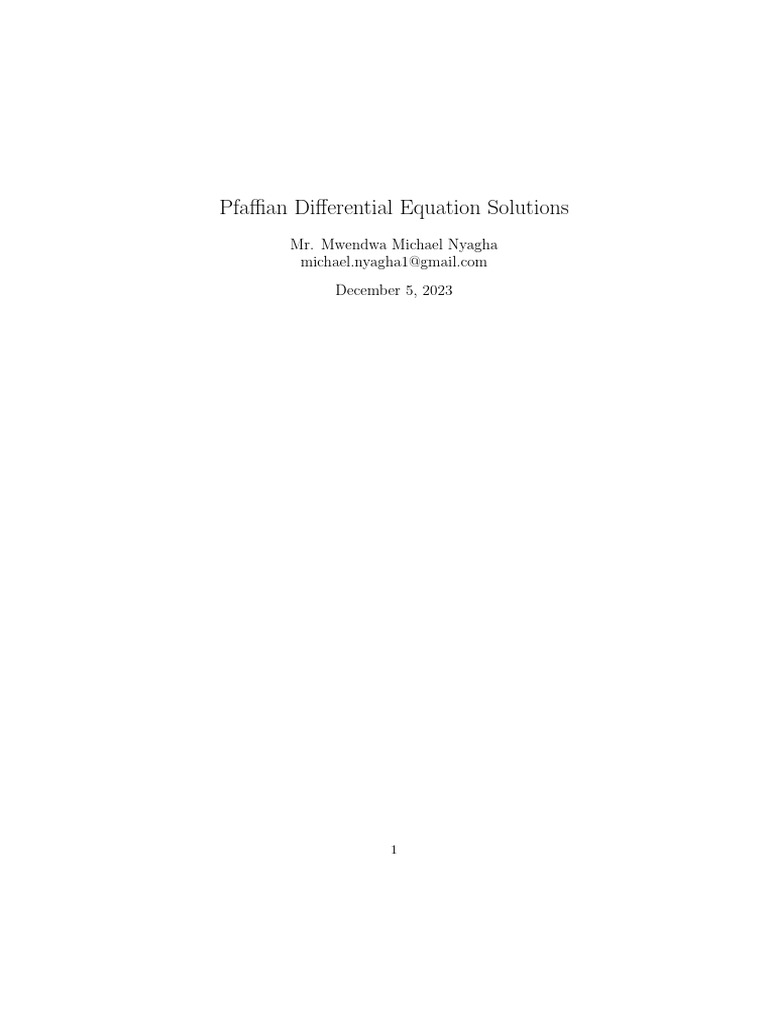 PDE Pfaffian Differential Equations | Download Free PDF | Mathematical Analysis | Mathematics