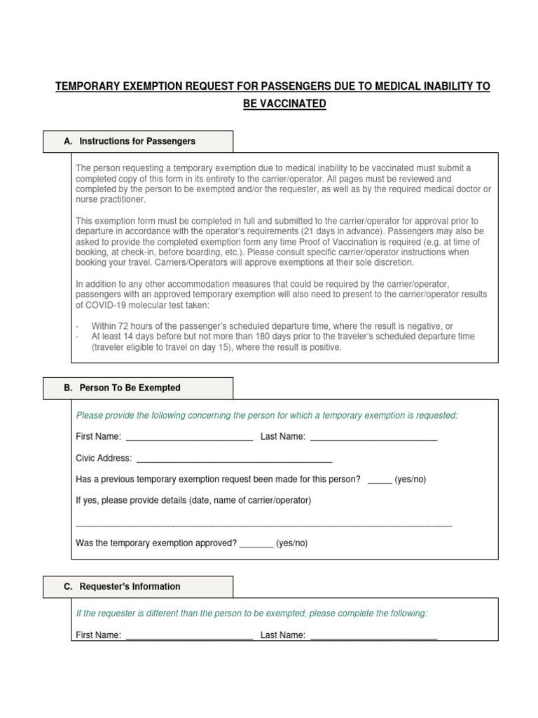 Medical Exemption Request Form | PDF