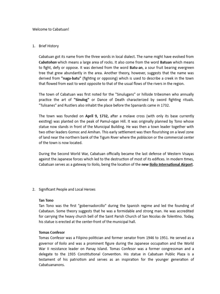 Cabatuan Profile and Information | PDF | Social Science | Travel