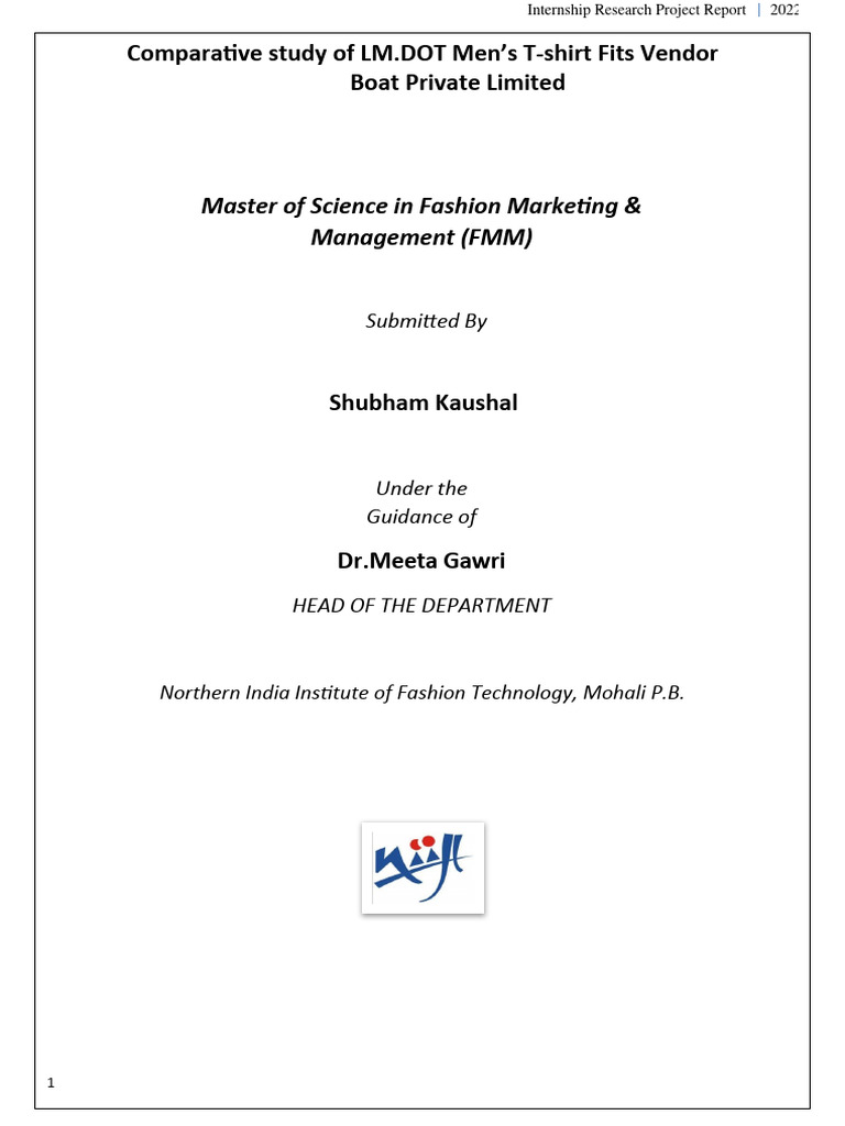 Internship Project FMM - Shubham Kaushal | PDF | Clothing | Fashion