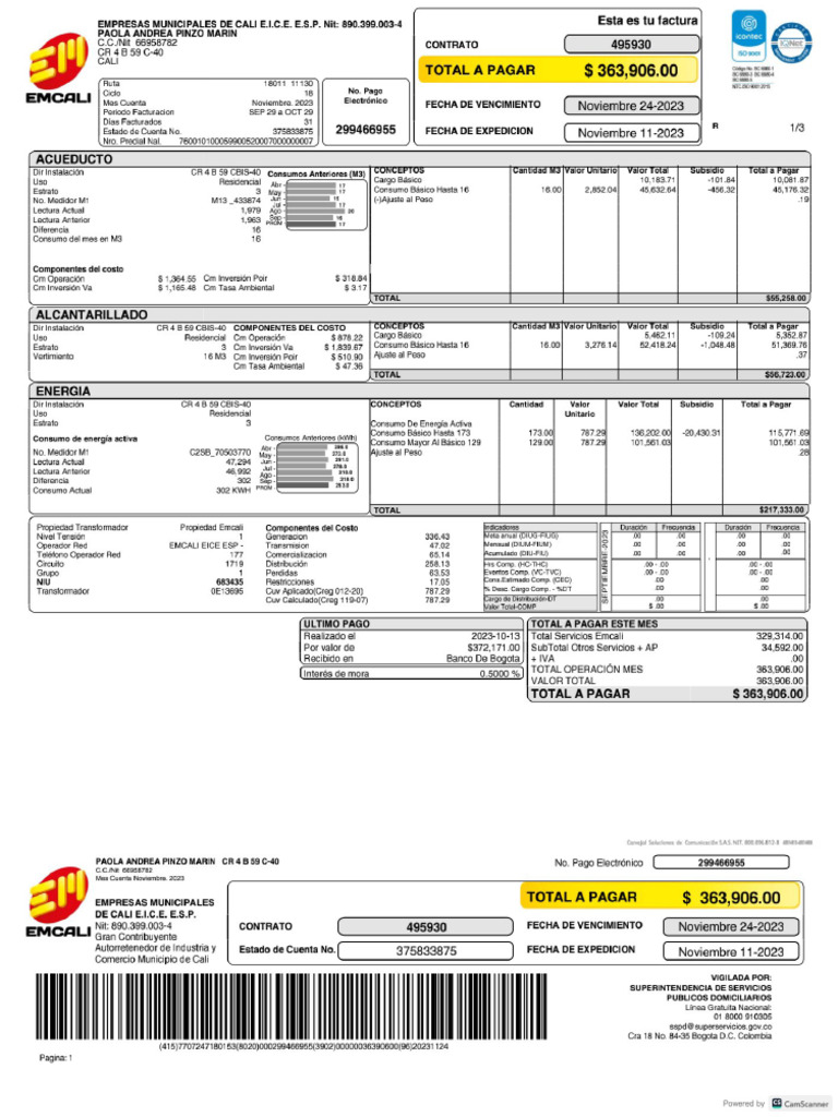 Factura EmCali(1) mamá | PDF