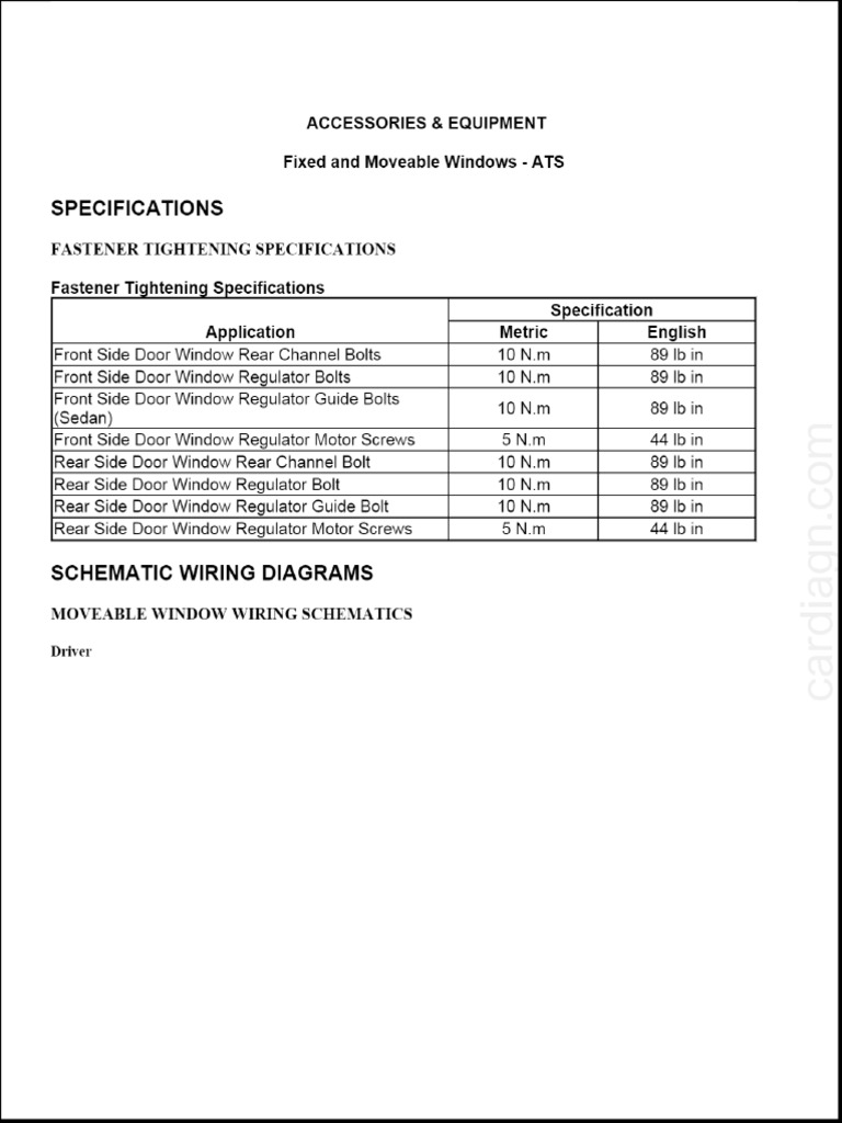 2013-2017 Cadillac ATS - ATS-V - Fixed and Moveable Windows - PDFs Free ...