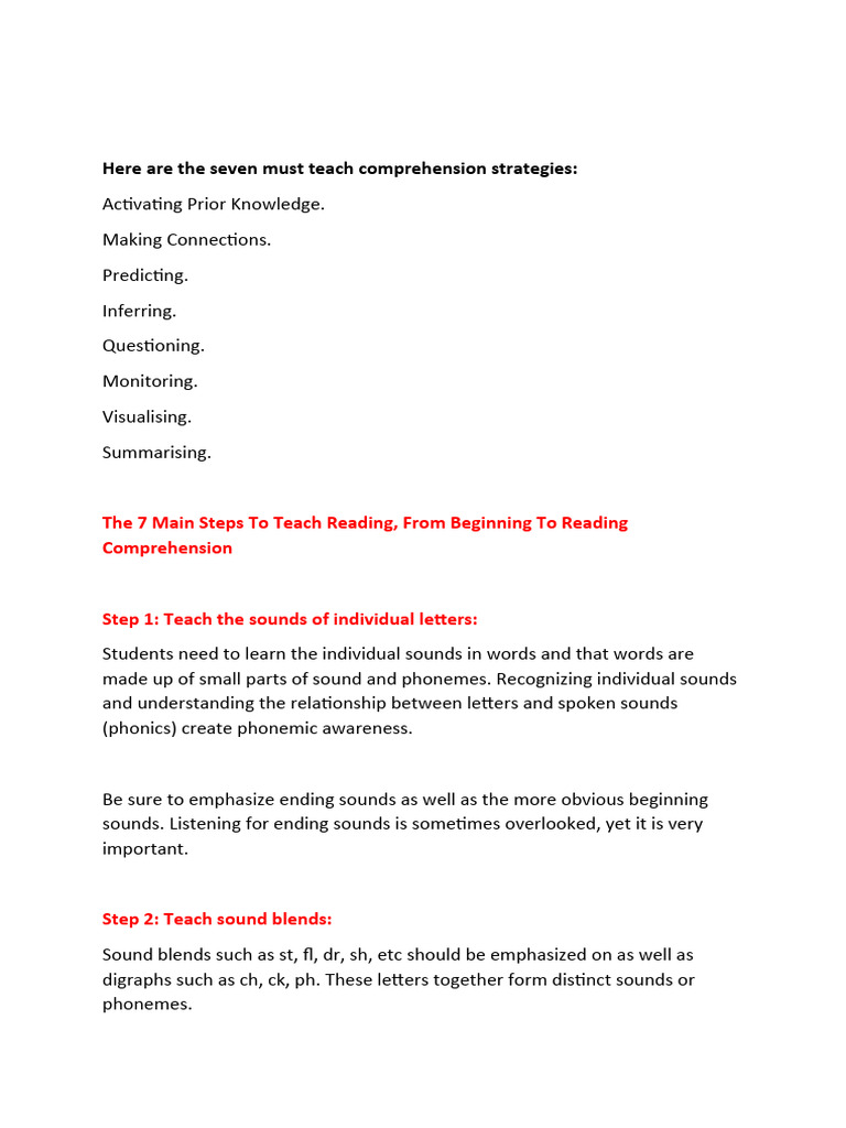 Seven Strategies for Text Comprehension | PDF | Reading Comprehension ...