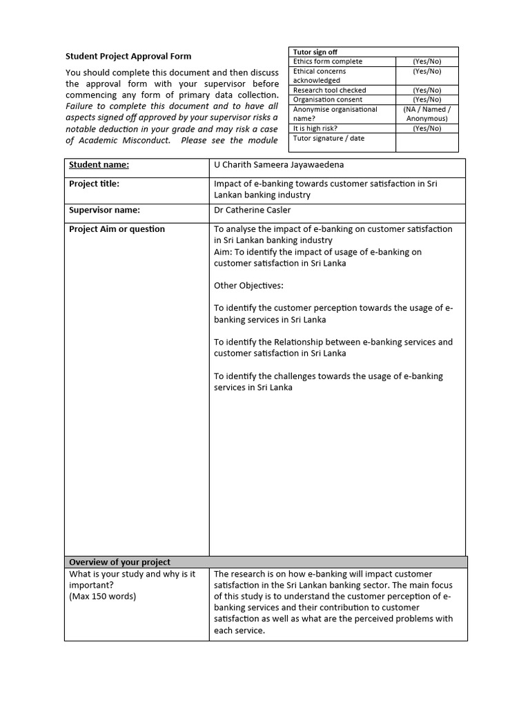 Project Approval From With Amendments | PDF | Risk | Online Banking