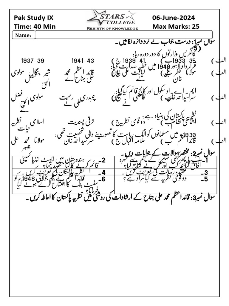 Pak Study IX (06-June-2024) | PDF