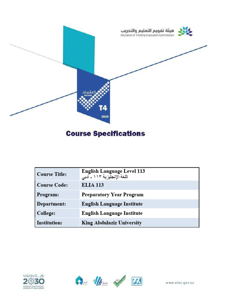 ELIA 113 Arts Track Trimester Course Specifications 2022-2023 | PDF | Reading Comprehension ...