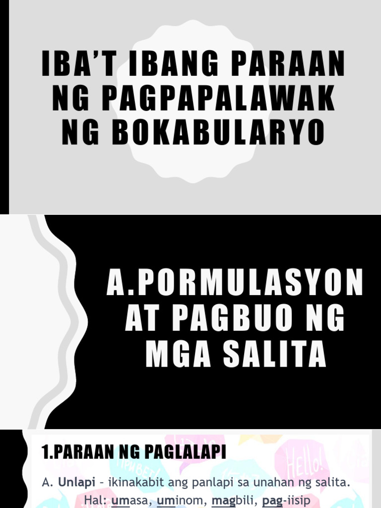 1prefinalsparaan Sa Pagpapalawak NG Bokabularyo | PDF