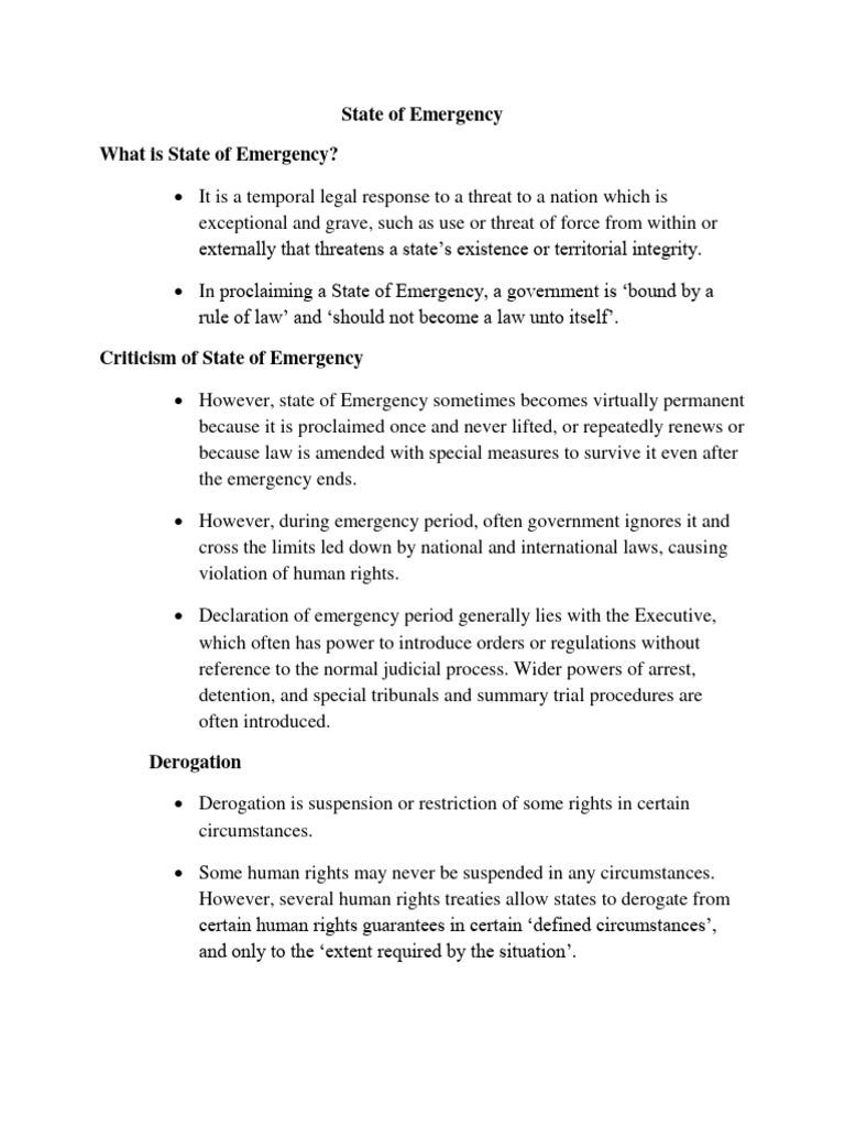 Understanding State of Emergency Laws | PDF | State Of Emergency ...