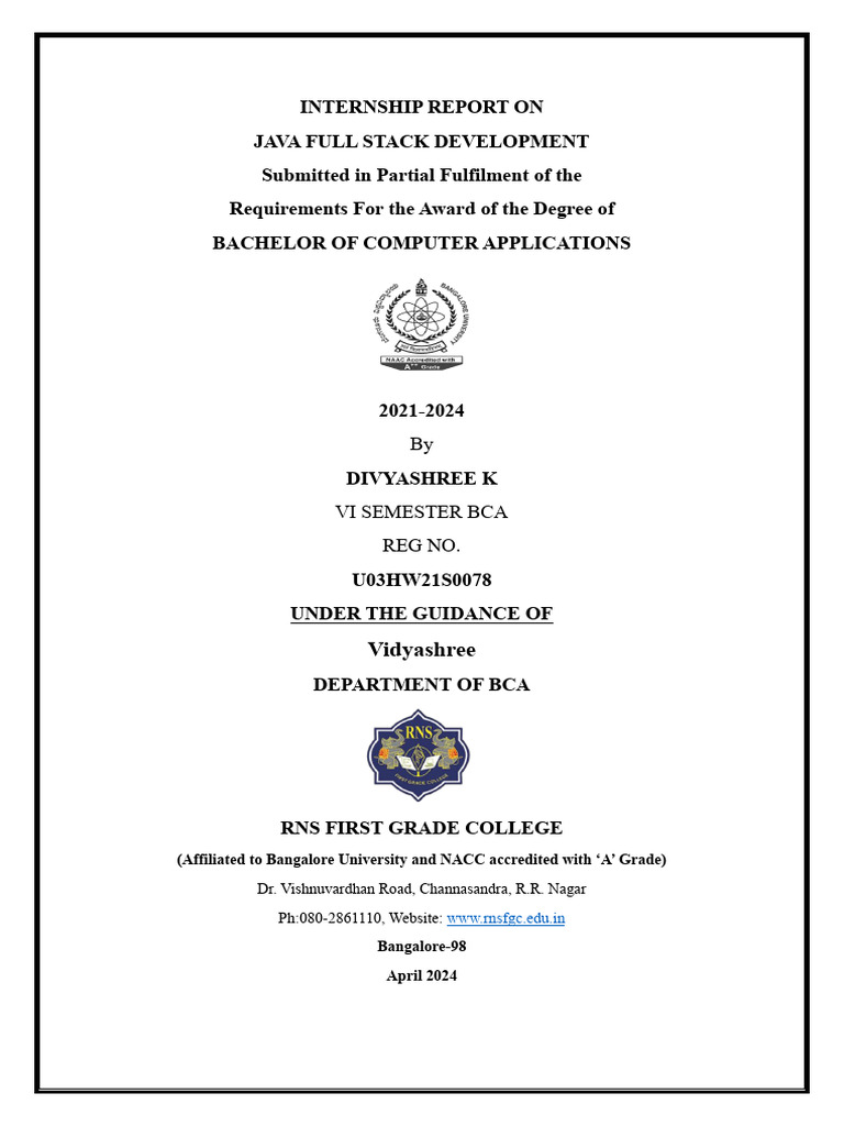 Divya Internship Report Pdf Spring Framework Java Programming Language 3730