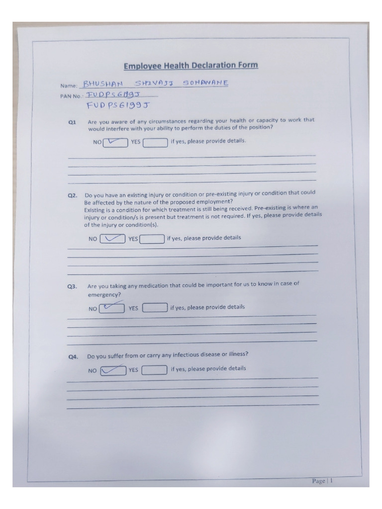 Health declaration | PDF