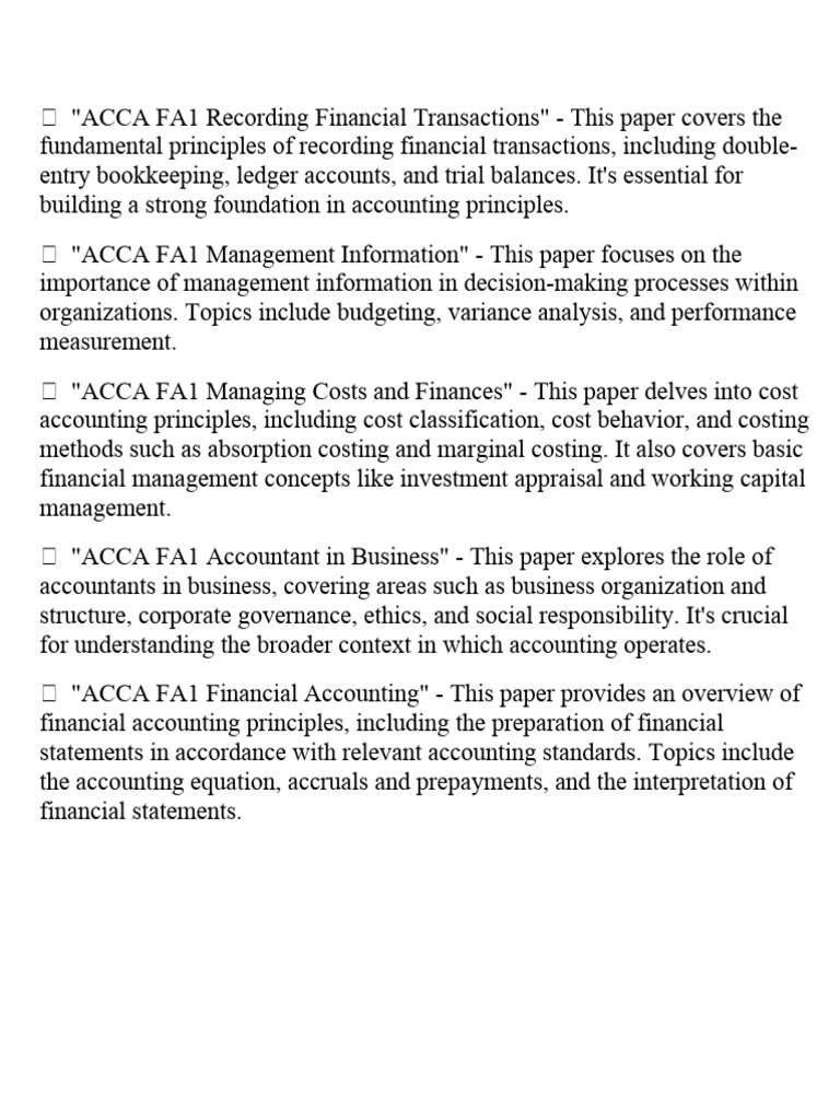ACCA FA1 Recording Financial Transactions | PDF | Finance & Money ...
