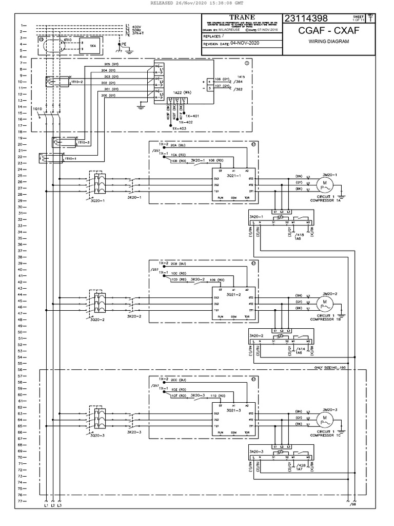 Trane CGAF-CXAF Wiring Diagram | PDF | Computers | Technology & Engineering