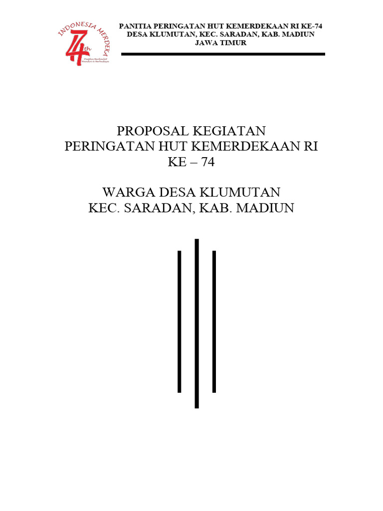 Proposal HUT Kemerdekaan RI Ke-74 Desa Klumutan | PDF | Perjalanan