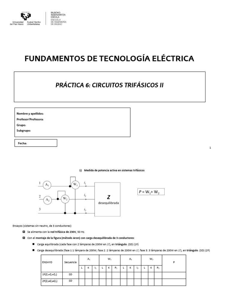 P6 FTE Informe | PDF | Poder (Física) | Alimentación de CA