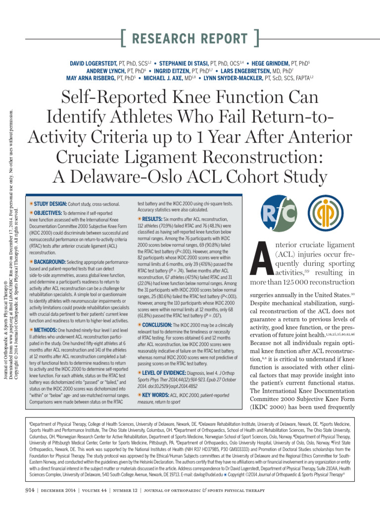 Jospt 2014 4852 | PDF | Knee | Limbs (Anatomy)
