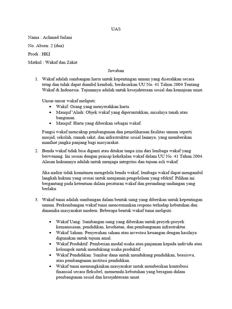Achmad Jailani UAS Wakaf Dan Zakat | PDF | Politik | Ilmu Sosial