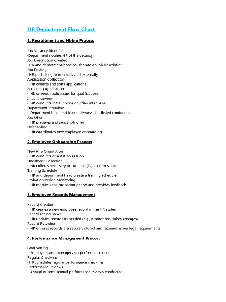 HR Department Flow Chart | PDF | Employment | Performance Appraisal