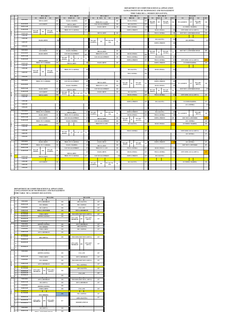 Time Table 2023-24 Even . | PDF