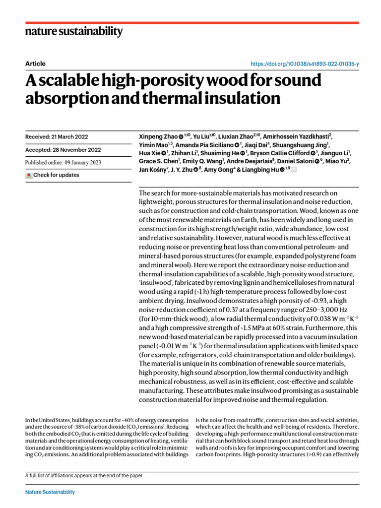 2 - A scalable high-porosity wood for sound absorption and thermal ...