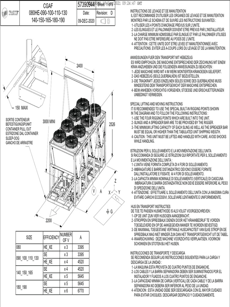 Instructions de levage CGAF Trane | PDF