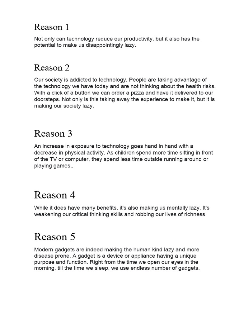 Tech Makes Us Lazy | PDF