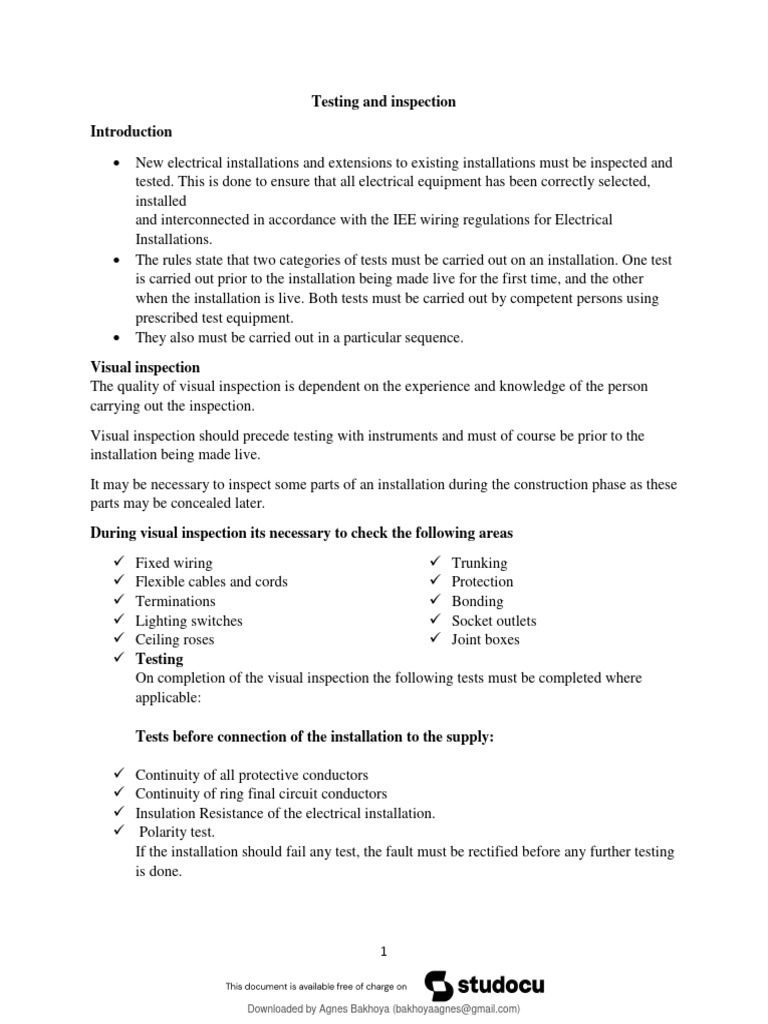 Electrical Circuit Testing and Inspection | PDF | Electrical Wiring ...