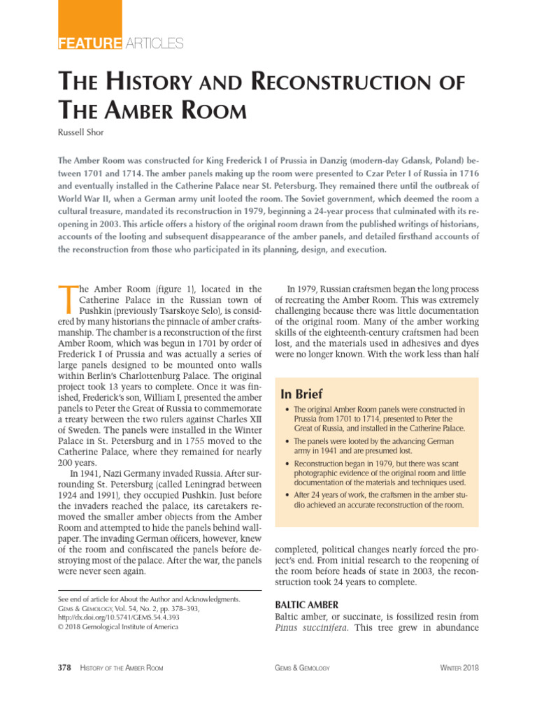 History and Reconstruction of the Amber Room | PDF | Social Science
