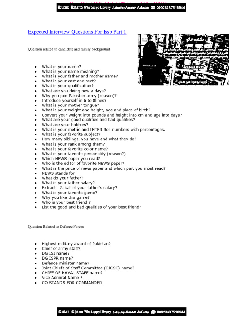 Issb Expected Interview QS-1 | PDF | Pakistan | Military