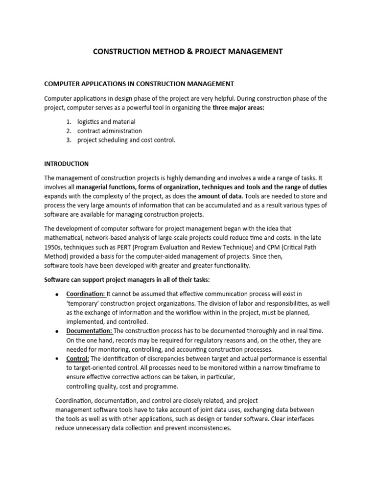 CONSTRUCTION METHOD & PROJECT MANAGEMENT | Download Free PDF | Deep ...