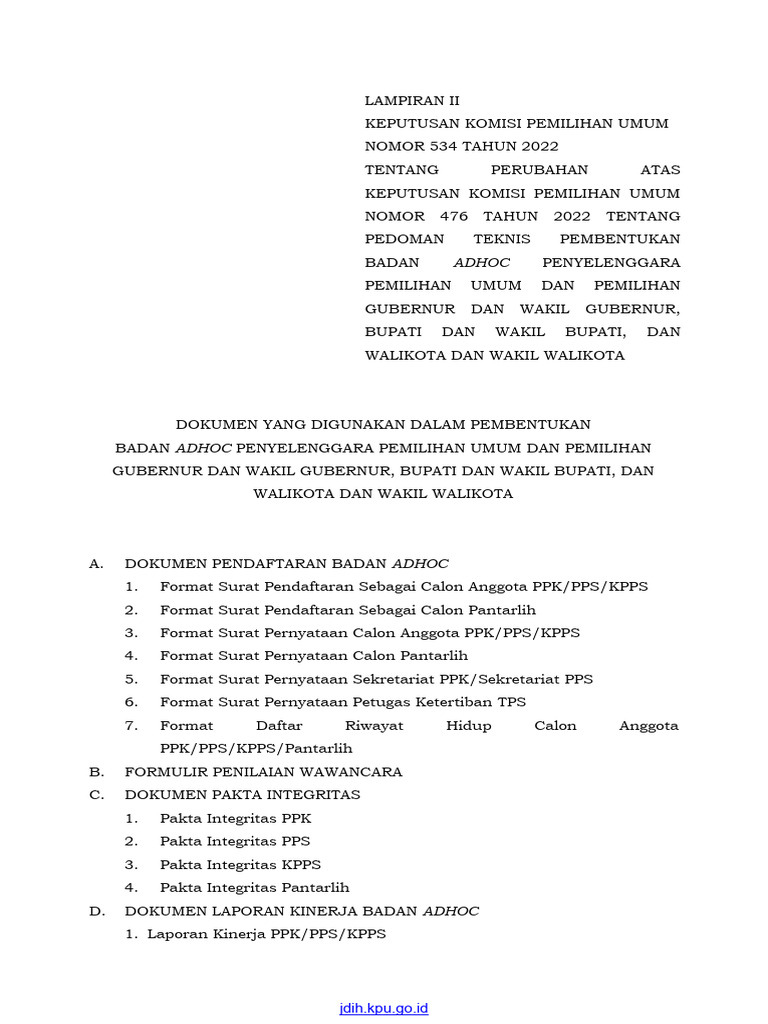SURAT SURAT PENDAFTARAN KPPS PEMILU 2024 EDIT | PDF