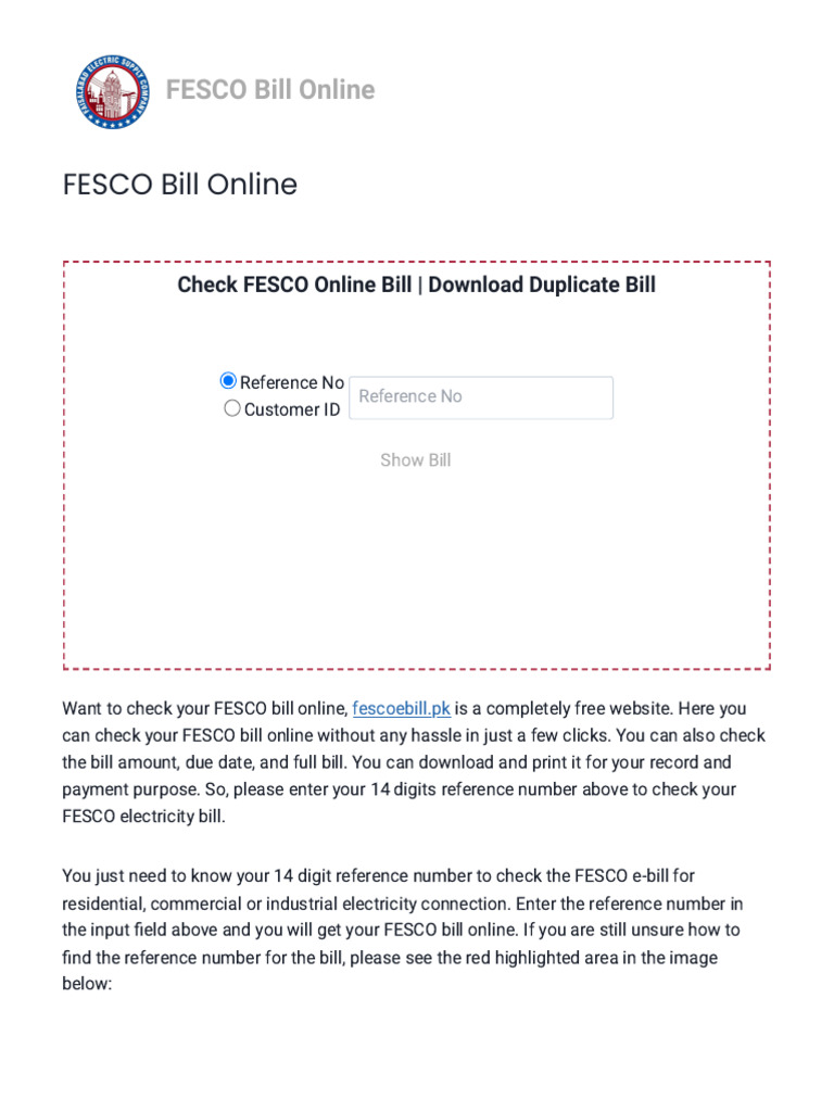 Check FESCO Bill Online Easily | PDF | Finance & Money Management