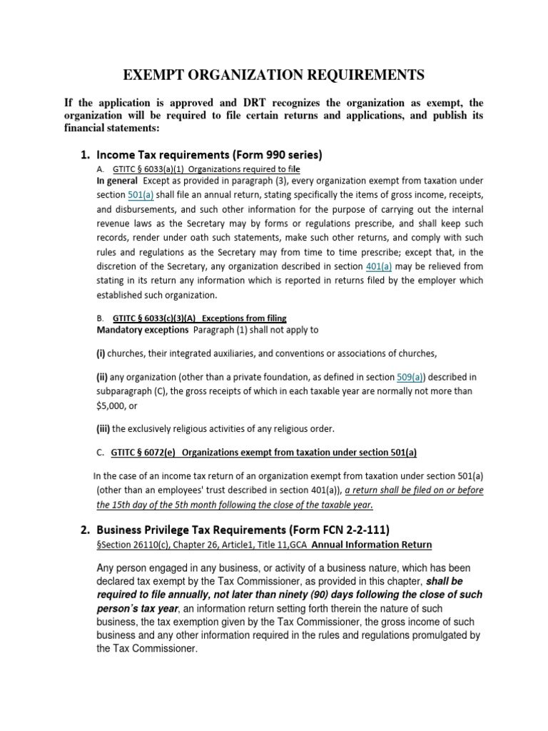 Exempt Organization Filing Requirements | PDF | Taxes | Taxation