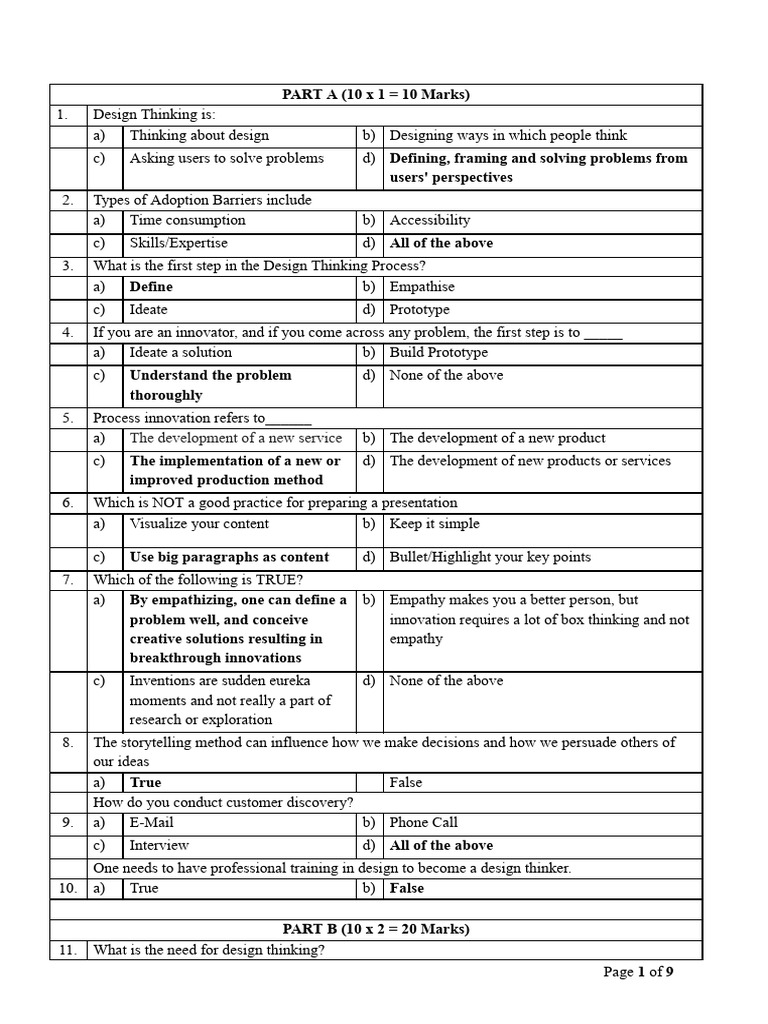 Sample Answers _ Applied Design Thinking .Docx | PDF | Design Thinking ...