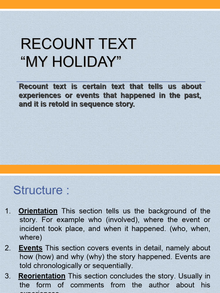 RECOUNT TEXT HOLIDAY | PDF | Adverb | Verb