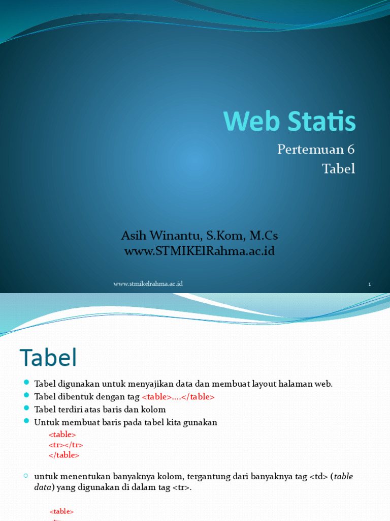 Web Statis 6 - Tabel | PDF