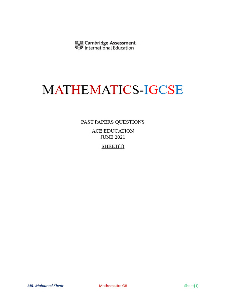 Mathematics Sheet1 | PDF