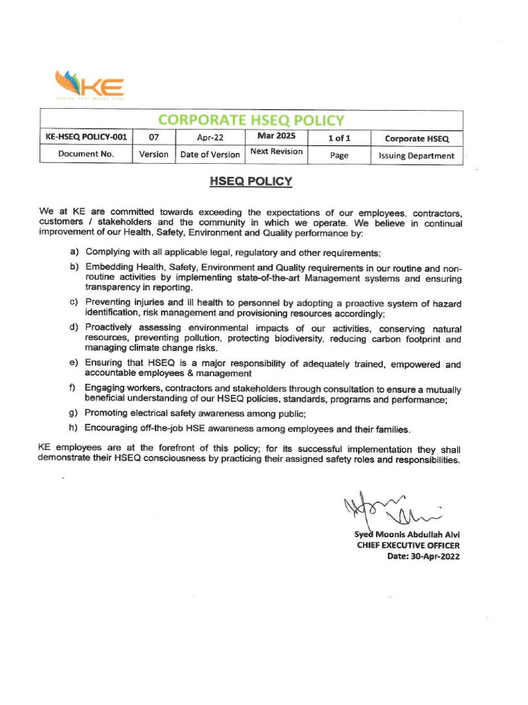 HSEQ Policy - V7 - 2022 | PDF