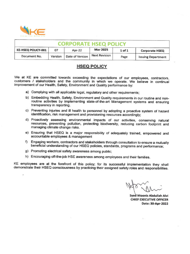 Hseq Policy V7 2022 Pdf