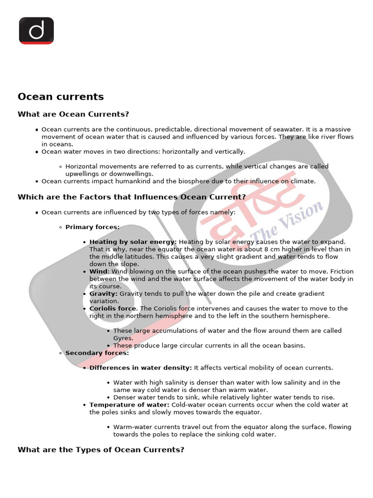 Currents | PDF | Oceans | Atmospheric Circulation