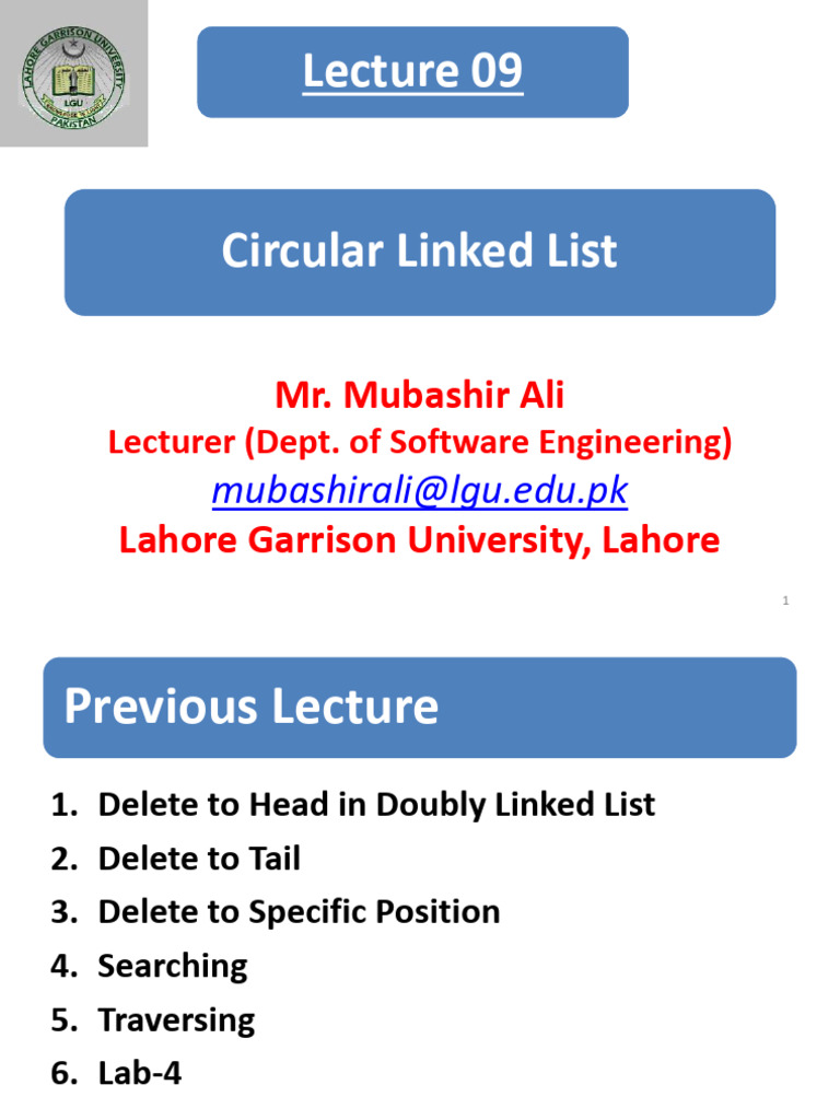 Lect9_Circular_Linked_List | Download Free PDF | Queue (Abstract Data Type) | Computer Programming