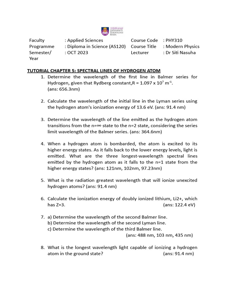 PHY310 Tutorial Chapter 5 MAC2024 | PDF