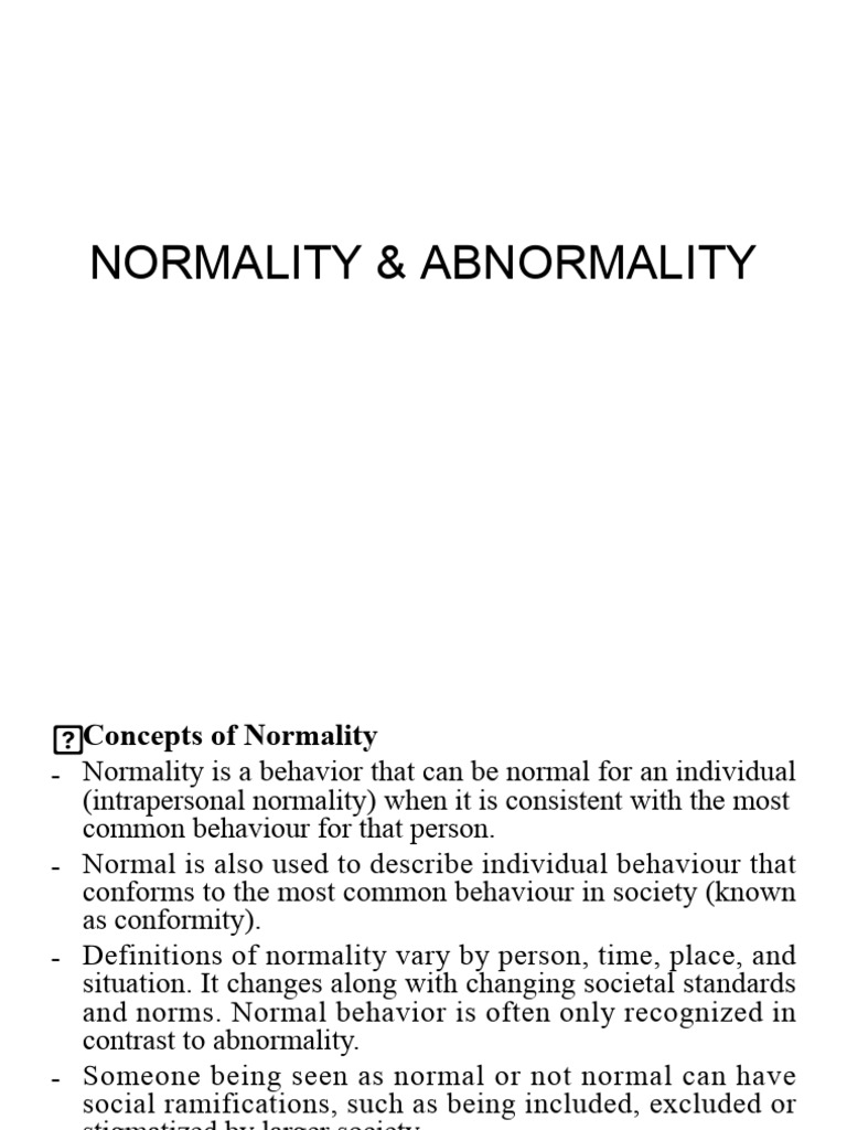 2. Normality & Abnormality | PDF | Mental Disorder | Substance Abuse