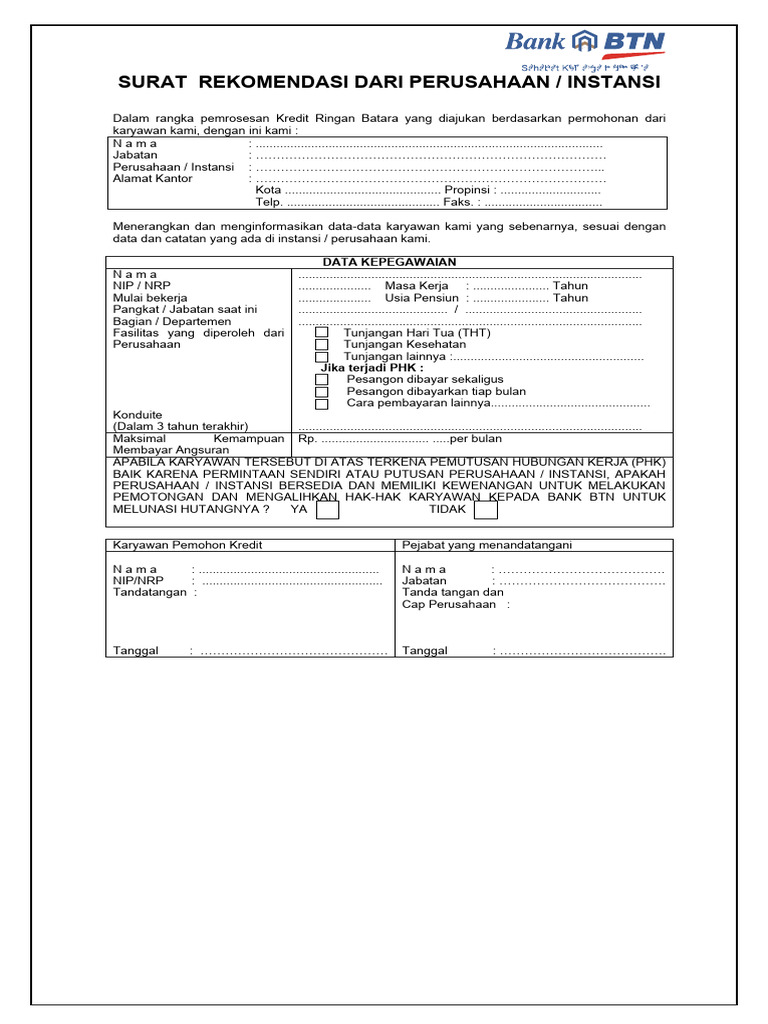 Kring Form Surat Rekomendasi Dari Perusahaan | PDF | Pengelolaan ...