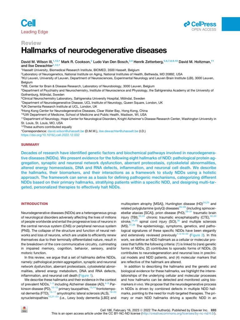 Hallmarks of Neurodegenerative Diseases | Download Free PDF | Mitochondrion | Autophagy