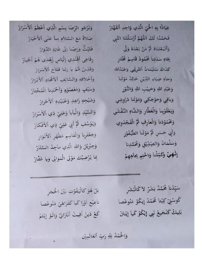 Lirik Sholawat Muhammadun Basharun | PDF