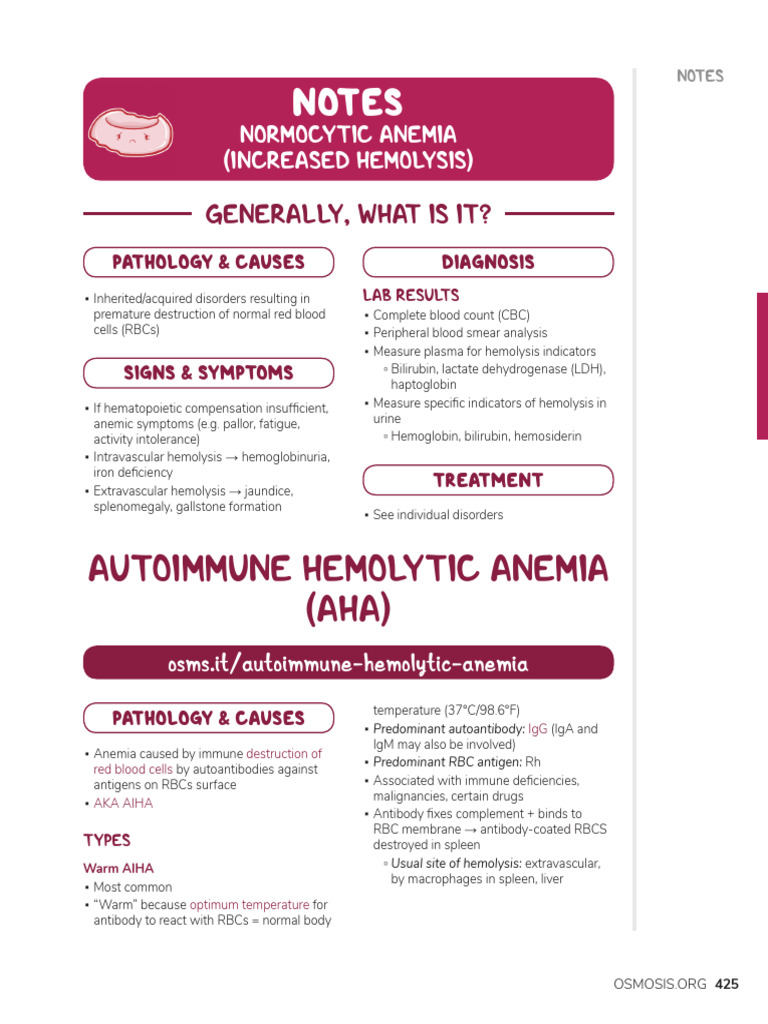 Normocytic Anemia (Increased Hemolysis) | PDF | Anemia | Immunology