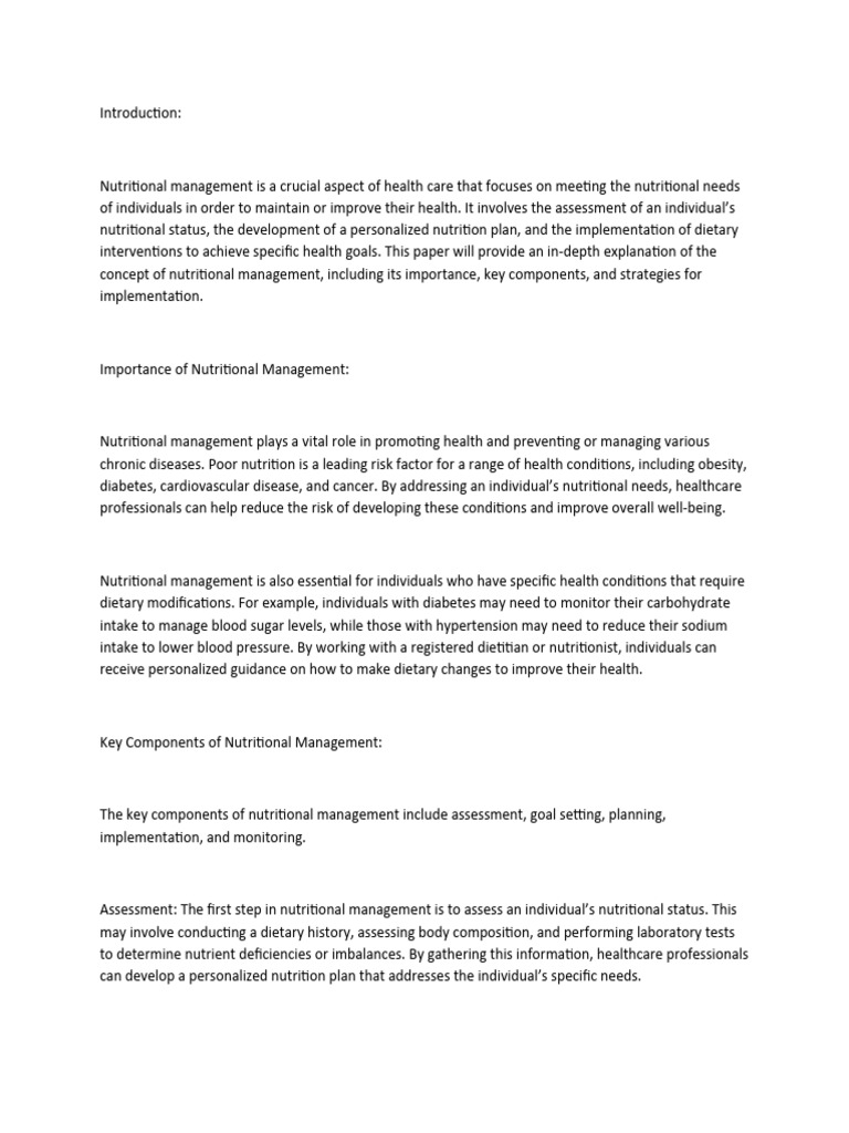 Nutritional Management for Health Improvement | PDF | Hypertension ...