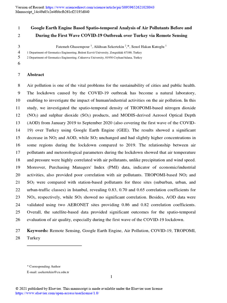 1 s2.0 S0959652621028043 Am | PDF | Atmosphere Of Earth | Air Pollution