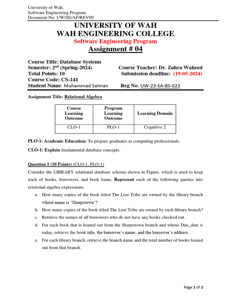 DB Assignment-04 SE-2 | PDF